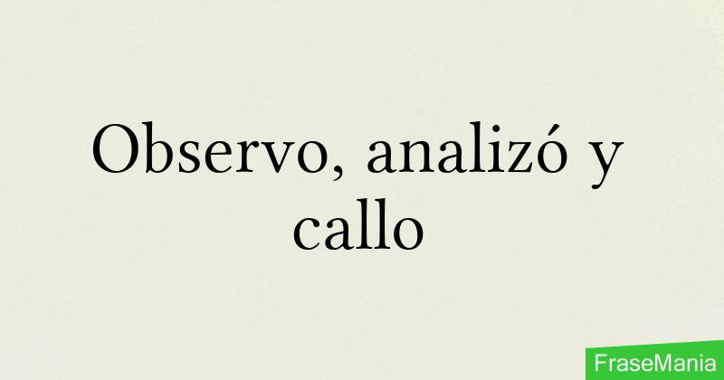 Observo, analizó y callo
